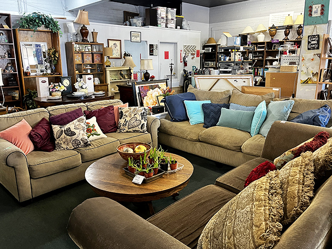 Furniture arranged with the casual elegance of a home that's been lived in and loved—just waiting for your stories.