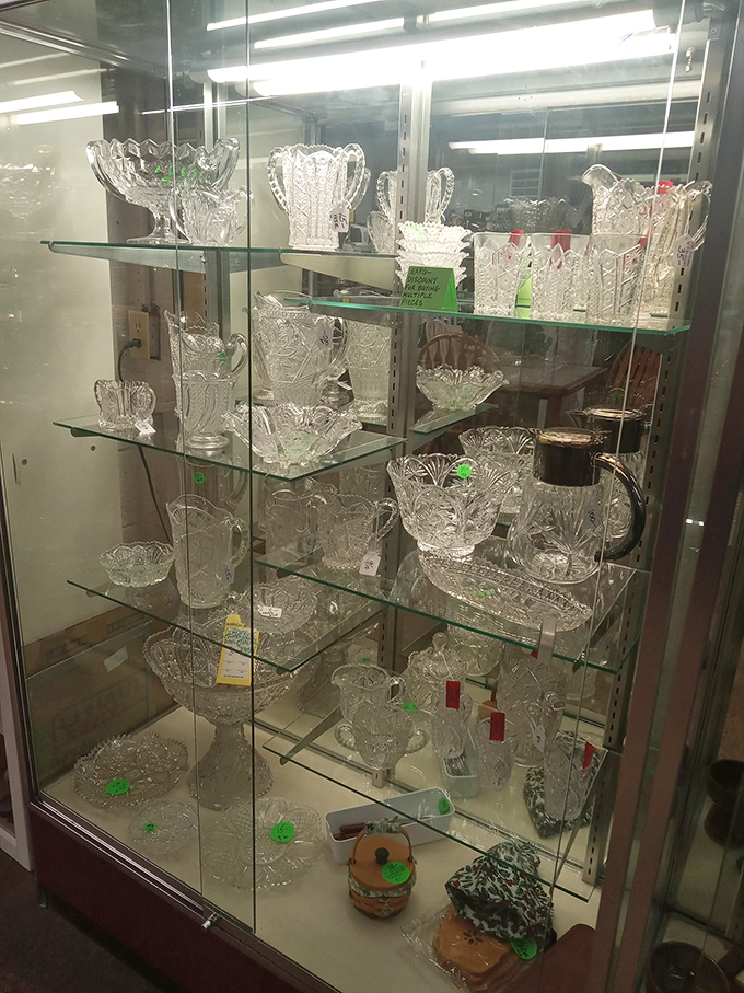 Crystal and glassware that would make your grandmother swoon, displayed like the precious treasures they truly are.