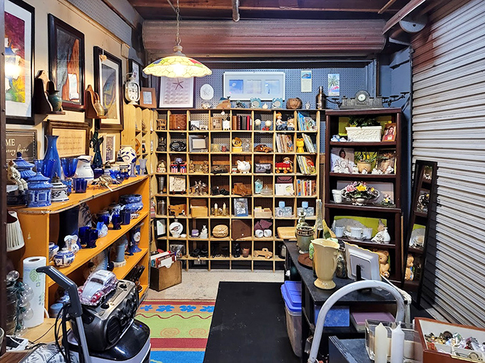 A treasure trove of nostalgia where every shelf tells a story. This booth is like your grandparents' attic, if your grandparents collected really cool stuff.