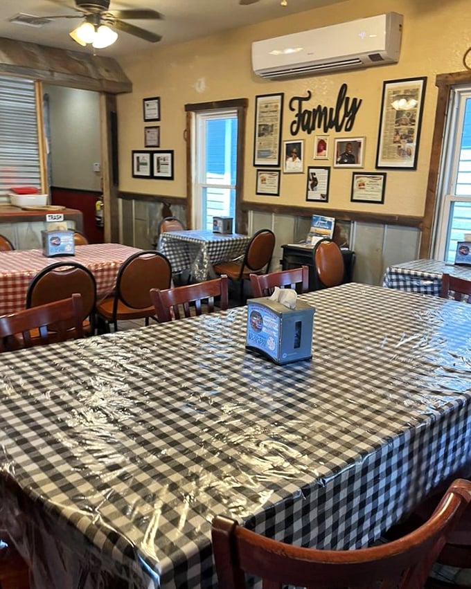 The "Family" wall says everything about this place's priorities. First they feed your stomach, then they feed your heart.