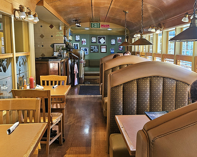 The narrow, cozy interior creates an intimate dining experience. Every seat feels like you've discovered the best spot in the house.