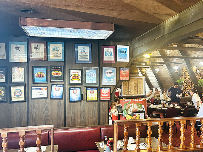 Awards line the walls like trophies in a breakfast hall of fame. They've earned every single one with decades of perfectly cooked eggs.