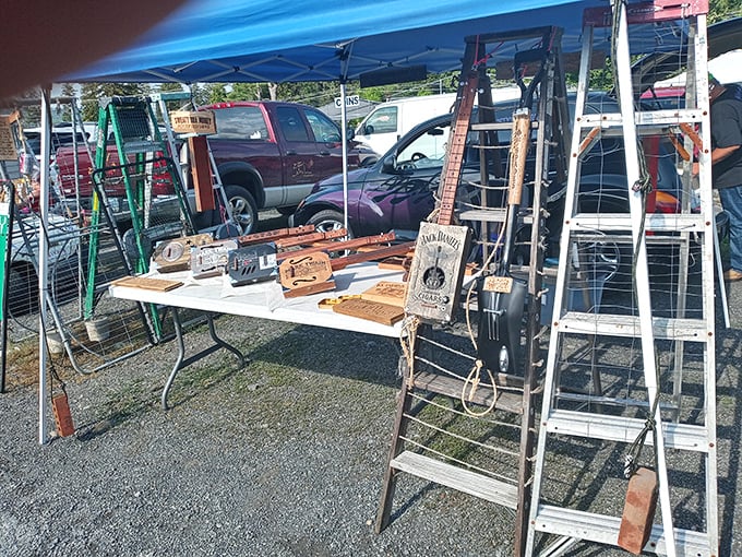 Tools with tales to tell. That vintage Jack Daniel's sign has probably witnessed more weekend projects than a Home Depot on Saturday morning.
