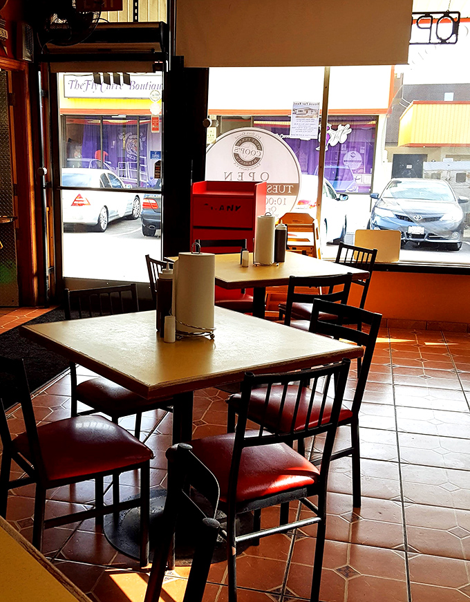 Tables waiting for the next round of barbecue enthusiasts. Each has witnessed countless "first bite" faces of pure delight.