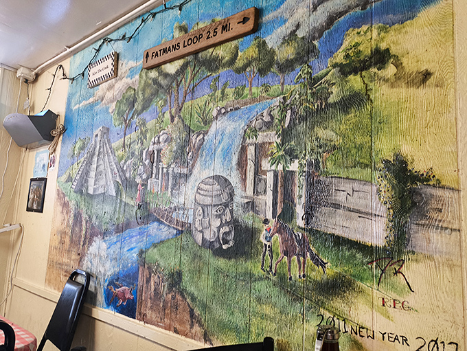 The wall mural adds unexpected charm &ndash; a slice of Southwestern whimsy that gives diners something to ponder between bites of omelet.