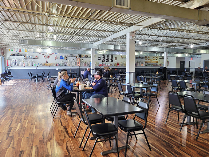 The dining room where barbecue dreams come true. Simple, spacious, and ready for the serious business of enjoying smoked meat masterpieces.