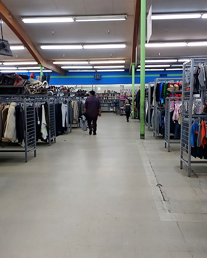 The clothing forest, where patient shoppers navigate the racks like seasoned explorers. The holy grail of designer jeans awaits somewhere in this wilderness.
