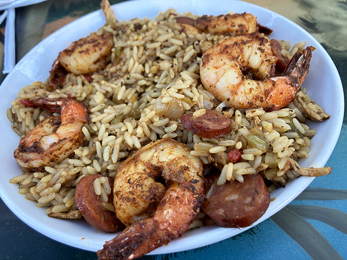 Jambalaya with shrimp that clearly got the memo about showing up dressed to impress.