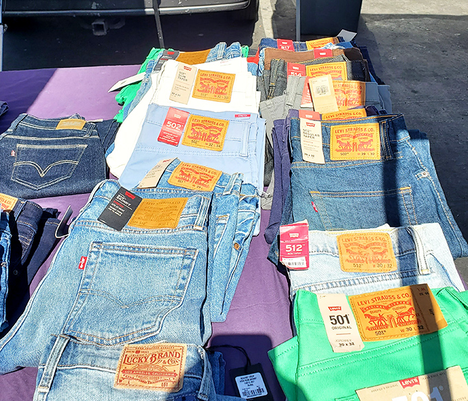 Denim dreams stacked high and wide! These Levi's jeans&mdash;from classic 501s to colorful modern cuts&mdash;represent the quintessential California casual uniform for all generations.