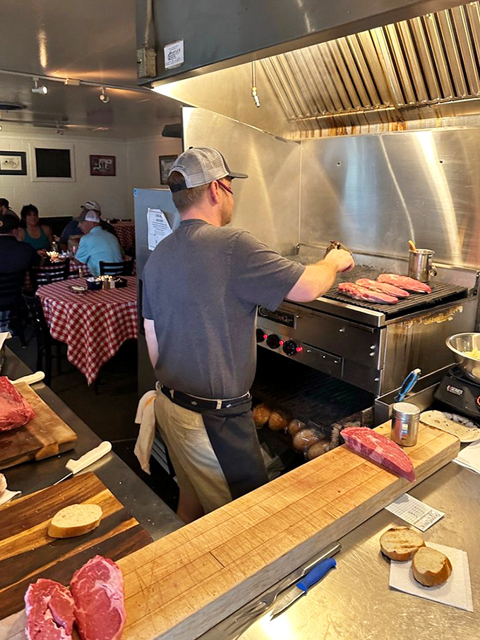 Where the alchemy happens&mdash;transforming raw cuts into carnivorous gold. The grill master works with the focus of a surgeon and the timing of a comedian.