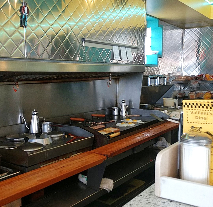 Where the magic happens&mdash;a kitchen that's all business. Those eggs aren't going to flip themselves into perfect omelettes.