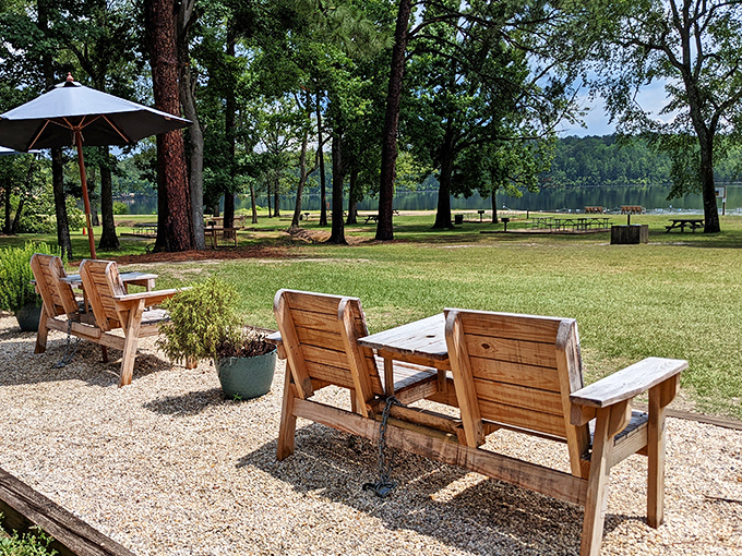 Lakeside seating arrangements that beat any five-star hotel lobby. The waiting room for your appointment with tranquility.
