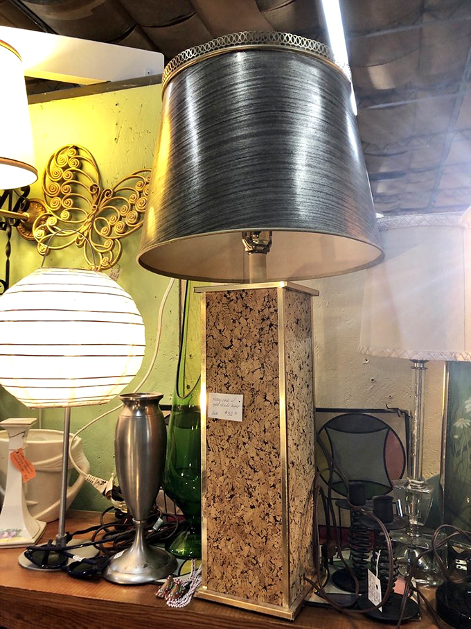 Lamps from eras when lighting was an art form, not just a utility. That cork base would make any room instantly cooler.