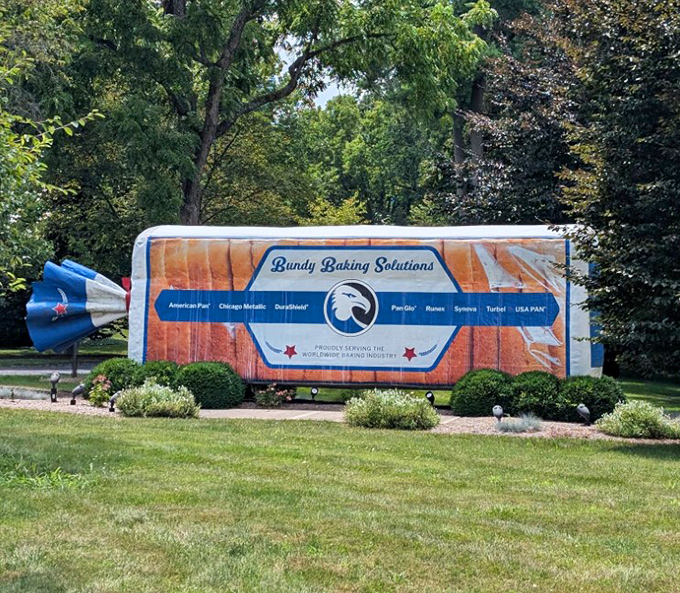 Corporate pride meets roadside oddity. This well-maintained attraction sits on private property but welcomes admirers from the public sidewalk.