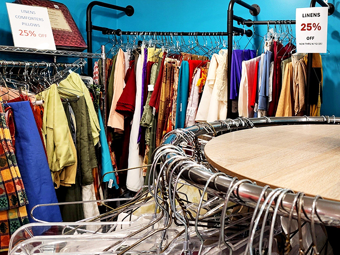 The linens section offers a rainbow of fabric possibilities at 25% off &ndash; proving that good taste and good deals aren't mutually exclusive.