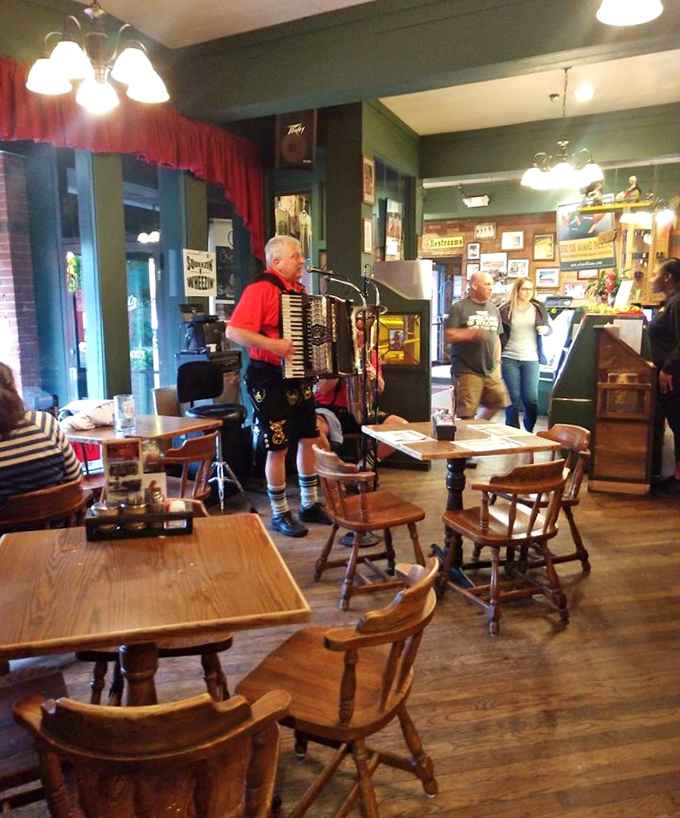 Live accordion music that transports you straight to Bavaria without the jet lag. Nothing says authentic German dining like a man in lederhosen serenading your schnitzel.