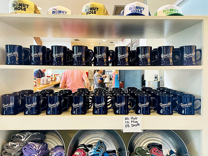 Not just merchandise&mdash;these are souvenirs of flavor. That mug collection says "I've found my breakfast happy place" without saying a word.