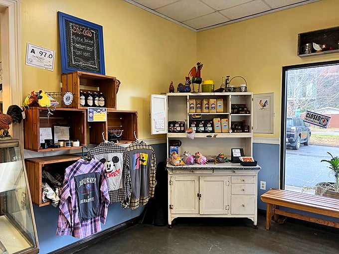 Beyond biscuits, they've created a mini-marketplace of local goods. That "Journey" t-shirt is practically begging to go home with you.
