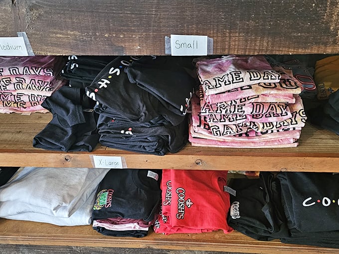 Coosh's merchandise isn't just clothing; it's wearable proof you've made the pilgrimage to one of Tallahassee's most beloved Cajun outposts.