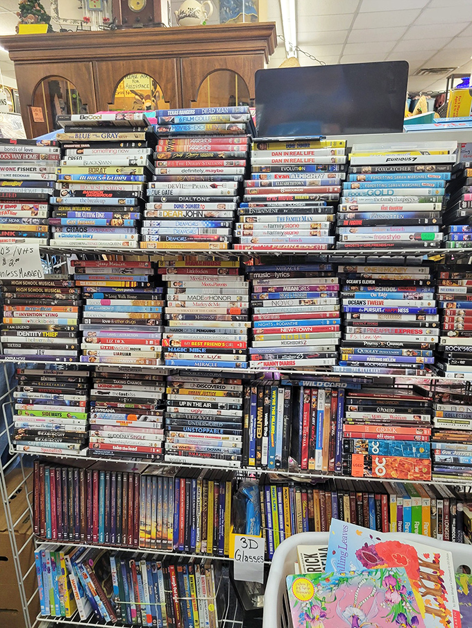 Hollywood history stacked floor to ceiling. From blockbusters to forgotten gems, this DVD collection is Netflix before streaming was cool.