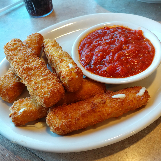 Mozzarella sticks with marinara&mdash;the appetizer equivalent of a warm hug, crispy on the outside, gooey within.