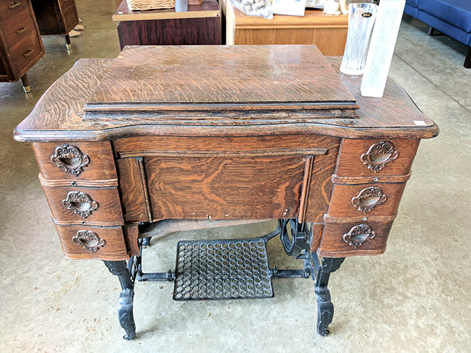 This isn't just an antique sewing table&mdash;it's a piece of history with drawers full of stories and craftsmanship rarely seen today.