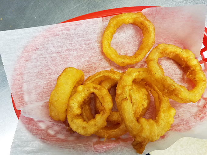 Onion rings should always look like this &ndash; golden halos of crunch that make you temporarily forget vegetables are supposed to be good for you.