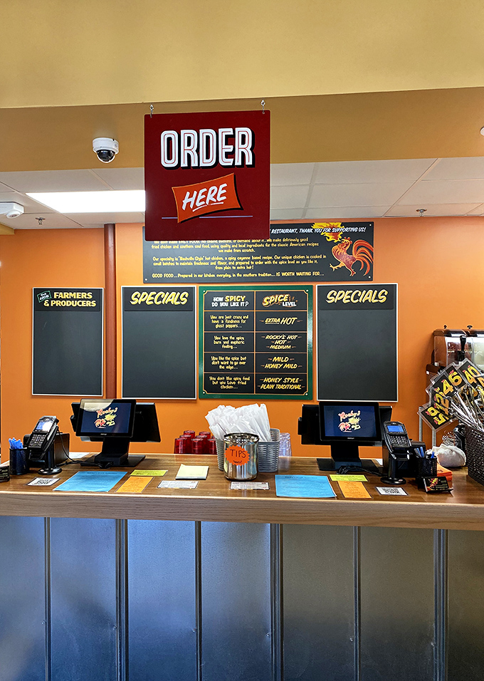 The ordering counter: where dreams begin and heat-level hubris is gently corrected by knowing staff.