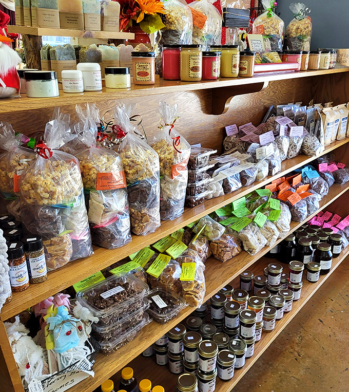 Not just a restaurant but a country store too, with shelves lined with homemade jams, pickles, and treats that let you take a taste of Indiana home.