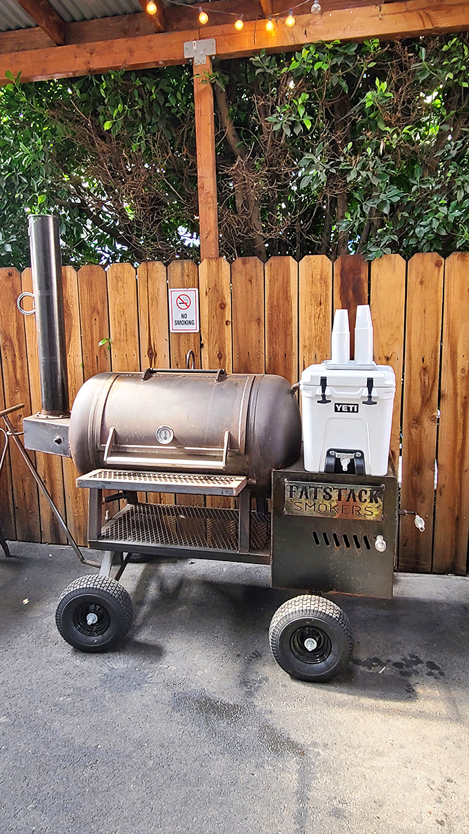 The source of the magic: a Fatstack smoker where meat transforms during its long, slow journey to barbecue nirvana.