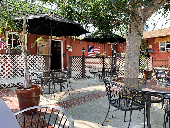 The patio offers al fresco dining under California skies, where the only thing better than the weather is the aroma of barbecue wafting through the air.