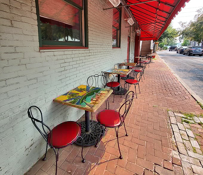 Sidewalk tables with a splash of tropical color invite you to linger over coffee while watching Harrisburg life unfold at Cuban tempo.
