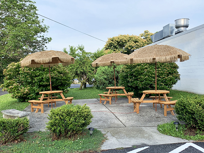 Thatched umbrellas and picnic tables create an island oasis in Pennsylvania&mdash;proof that sometimes the best tropical getaways are hiding in plain sight.