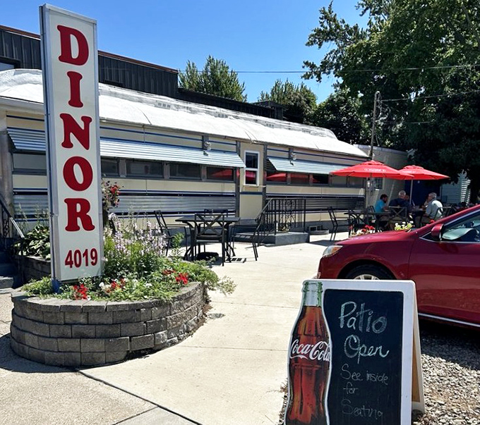 The patio proves that diner food tastes even better when you add fresh air and sunshine.