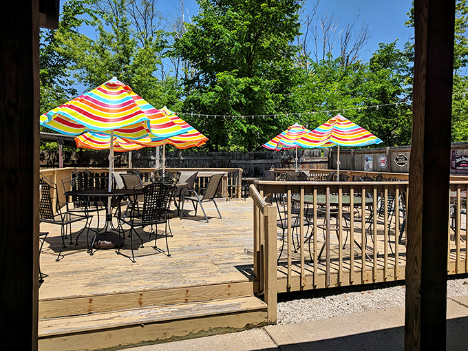 The outdoor deck offers a different kind of dining room&mdash;one with fresh air, colorful umbrellas, and the kind of casual vibe that makes food taste even better.