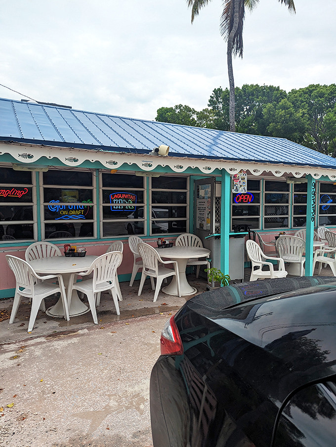 The outdoor seating where salty air enhances every bite. Even on cloudy days, this patio feels like the sunshine state personified.