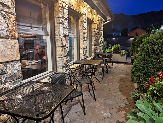 Outdoor seating that captures mountain magic—where fresh air somehow makes everything taste even better.