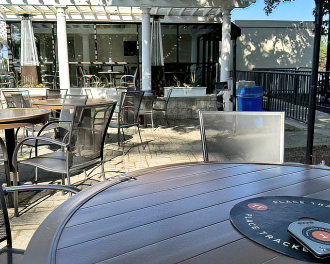 The outdoor seating area isn't just a patio&mdash;it's an invitation to linger over coffee and conversation while Pennsylvania sunshine filters through the pergola.