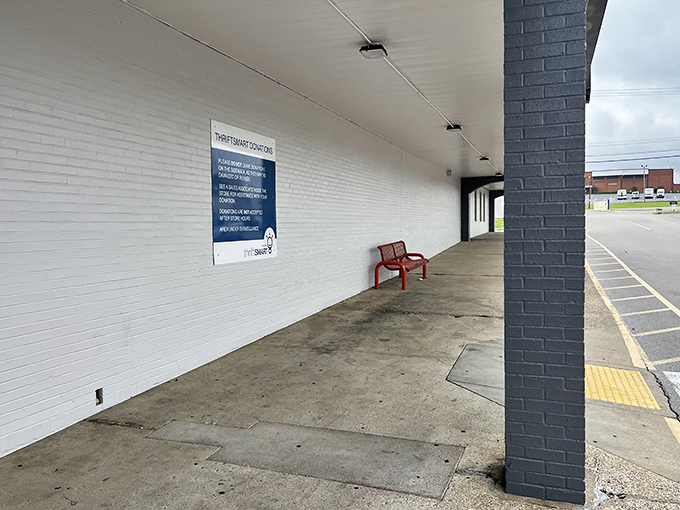 The side entrance view&mdash;where many a thrifter has paused to mentally prepare for the treasure hunt that awaits inside.