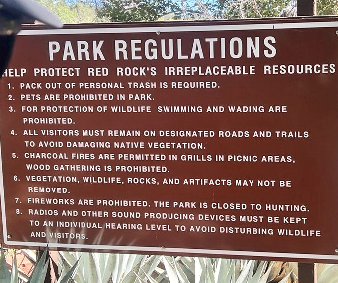 Park rules posted clearly because even paradise needs a few guidelines to keep it pristine for everyone.
