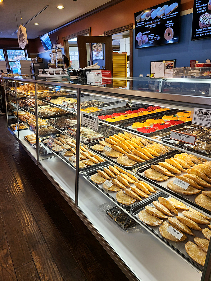 A pastry case that makes willpower crumble faster than those flaky crusts. Those hand pies aren't just desserts&mdash;they're edible treasure chests.