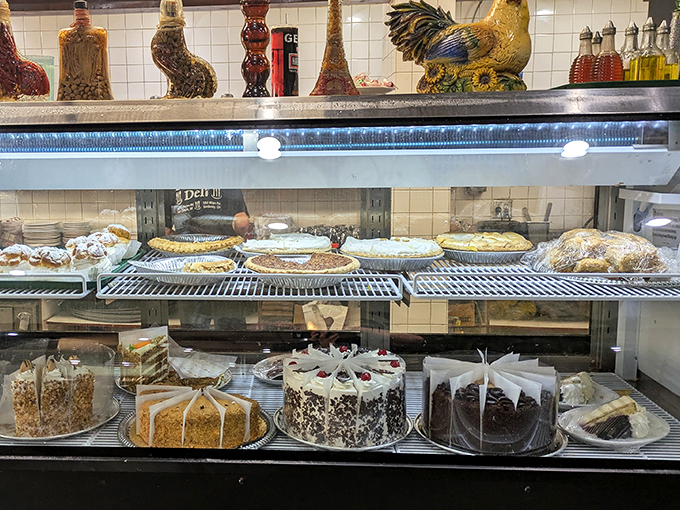 Dessert heaven awaits in this display case of homestyle pies and cakes. Each one whispers, "Save room for me," and they're very persuasive.