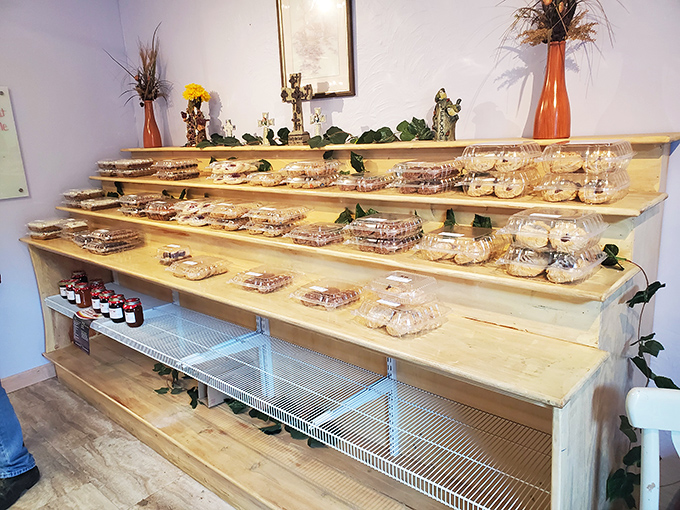 A pastry display that makes willpower pack its bags and leave town. Each shelf tells a different chapter in the story of "Why Diets Fail."