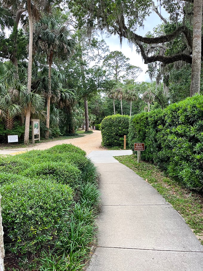 The path less hurried: Meticulously maintained walkways invite visitors to slow down and notice the details of this botanical wonderland.