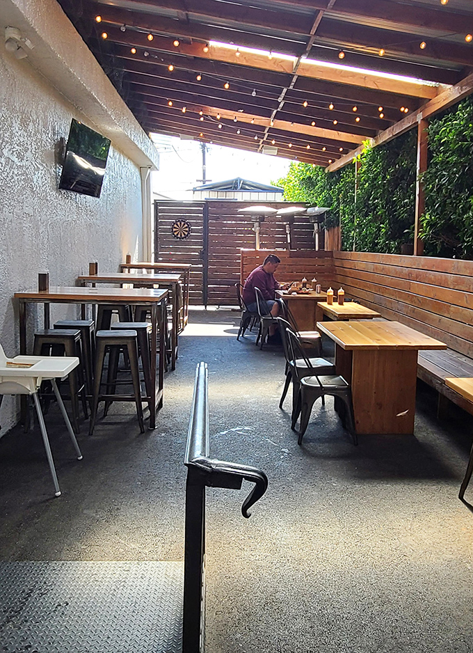 The outdoor patio offers a breezy alternative to the indoor smoke temple. Al fresco feasting at its finest.
