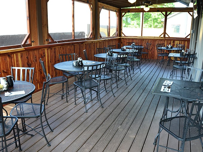 The patio offers a peaceful retreat where you can contemplate life's big questions, like "How soon is too soon for second breakfast?"