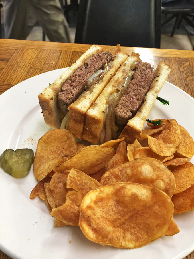 The humble patty melt&mdash;where burger meets grilled cheese in a union so perfect it should have its own holiday. Those house-made chips seal the deal.