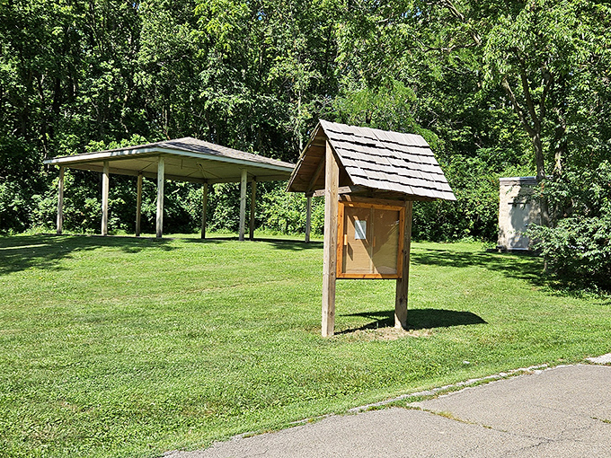 Even the picnic area seems to say, "Slow down, friend. The bridge has stood for generations—your emails can wait."