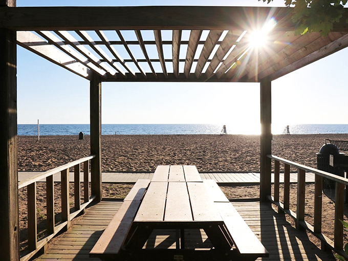 Beach picnics elevated to art form under this sun-drenched pergola. The best table reservation in town requires no phone call&mdash;just an early morning arrival and a well-packed cooler.