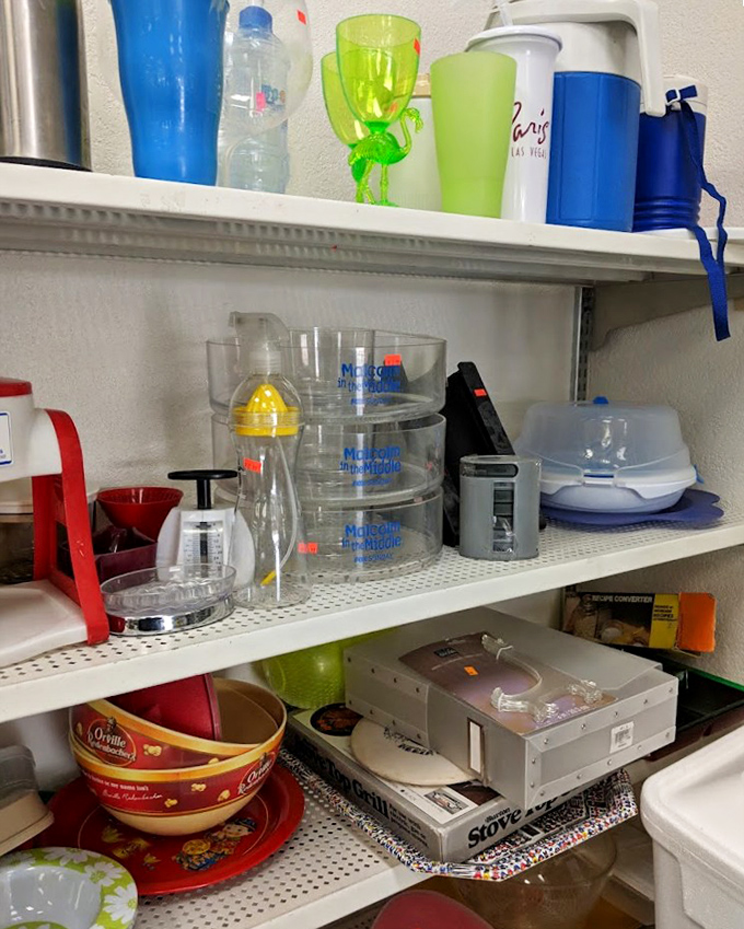 Kitchen organization heaven! From measuring cups to storage containers, this aisle promises to solve the puzzle of your chaotic cupboards for pocket change.